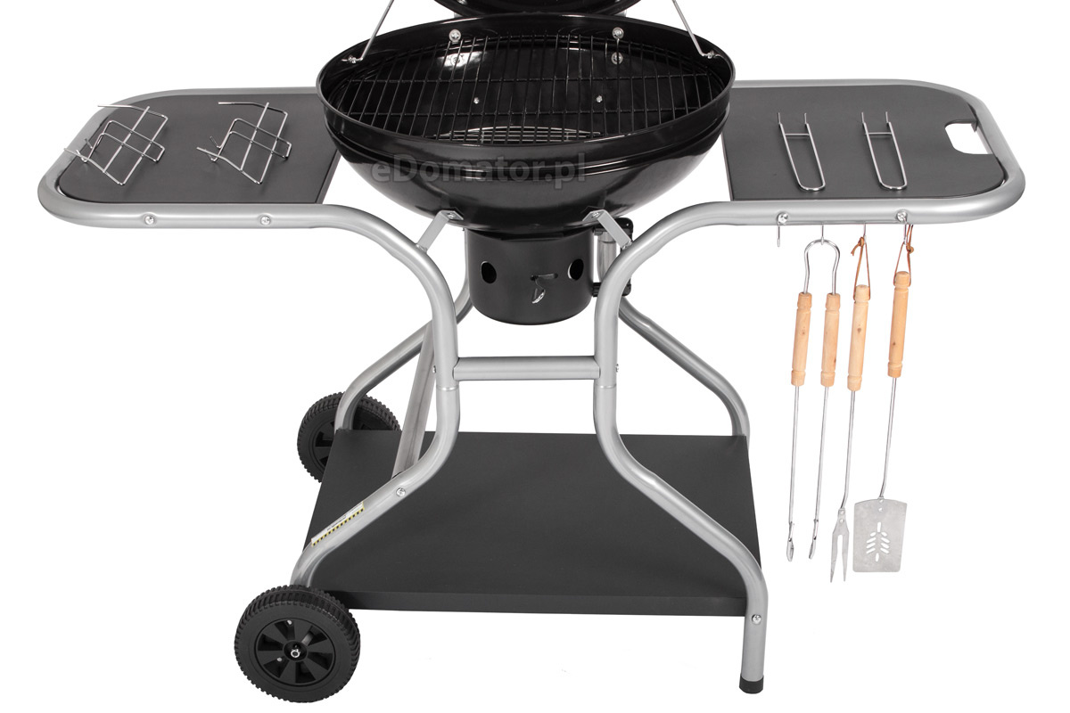 Grill ogrodowy Omega, okrągły z pokrywą i popielnikiem | Sklep ...